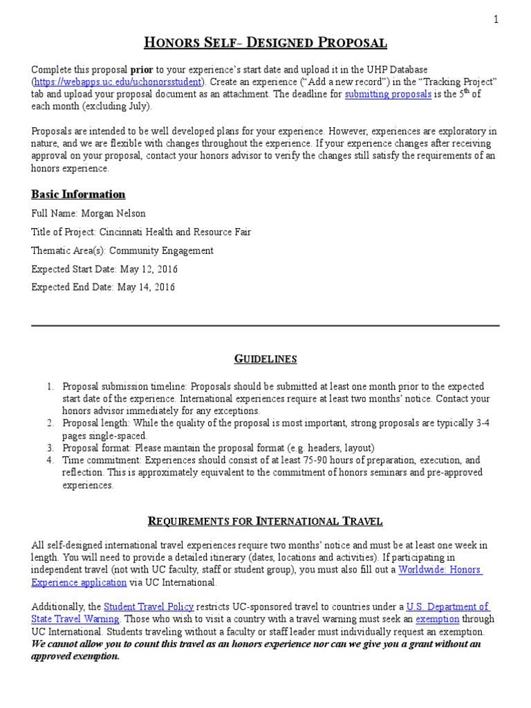 Self-Designed Experience Proposal | PDF | Creativity | Community