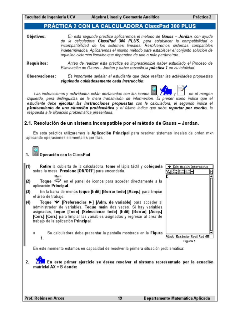 PR Ctica 2 Con La Calculadora Classpad 300 Plus | PDF | Matriz (Matemáticas) | Álgebra