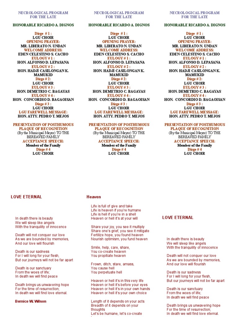 Necrological Program | PDF | Heaven | Hell