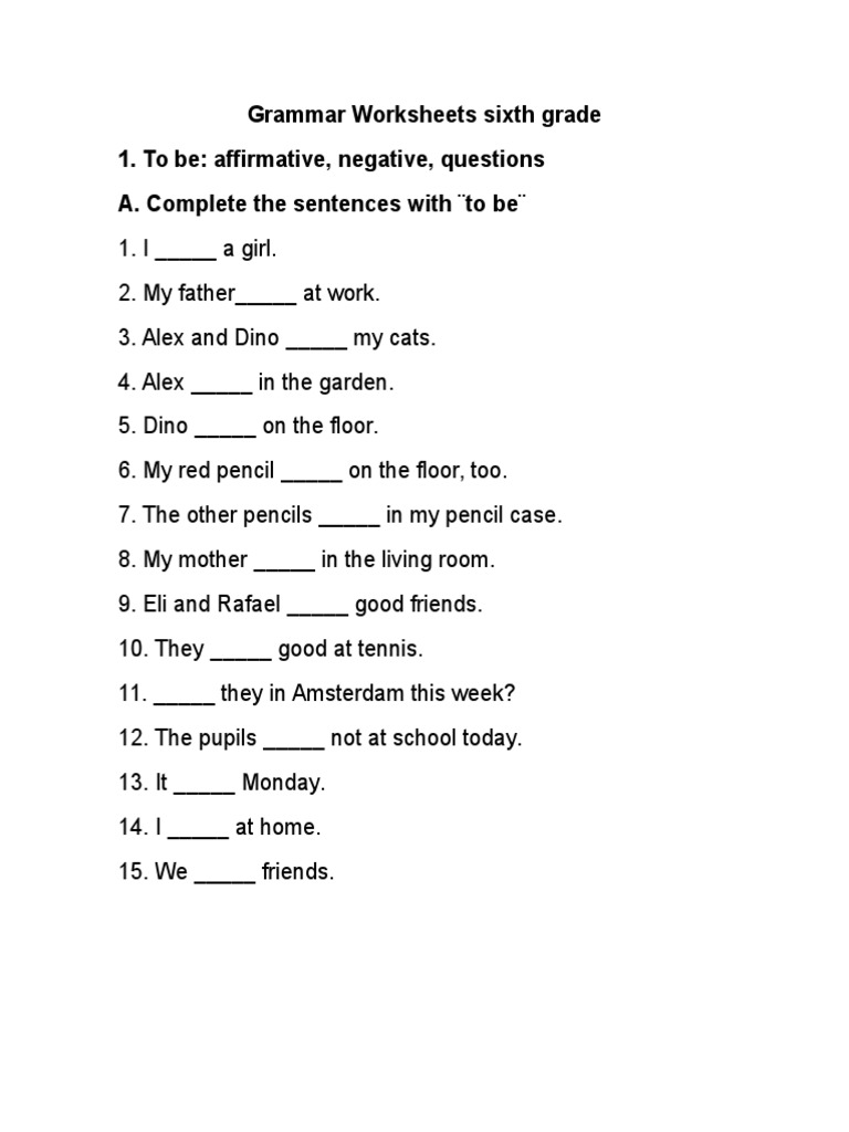 Grade 6 Grammar Worksheets | PDF | Language Arts & Discipline | Home ...