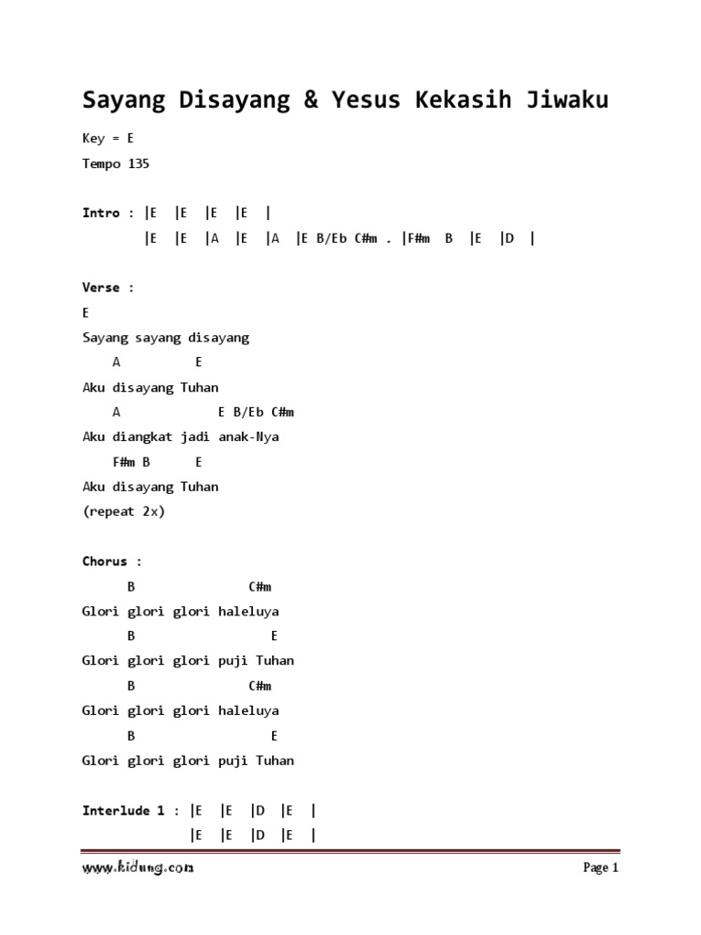 Not Angka Lagu Yesus Kekasih Jiwaku