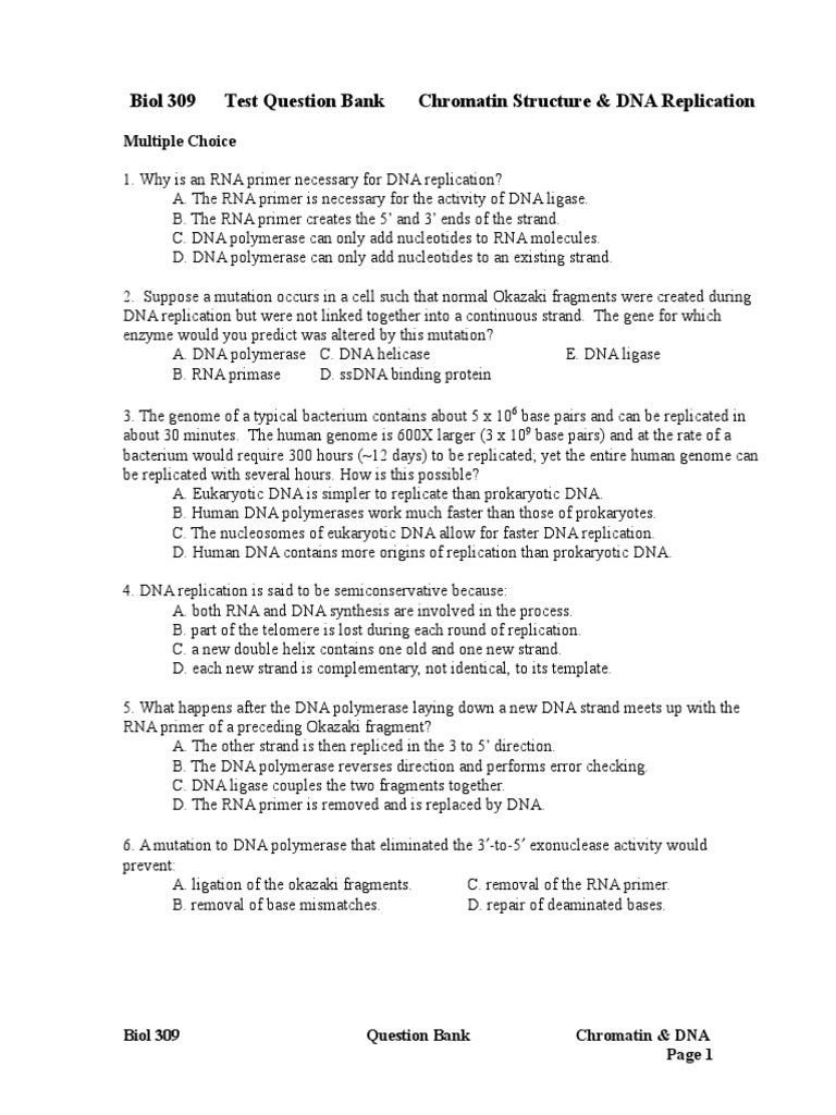 STPM Biology DNA Structure and Replication Question Bank | PDF | Dna ...