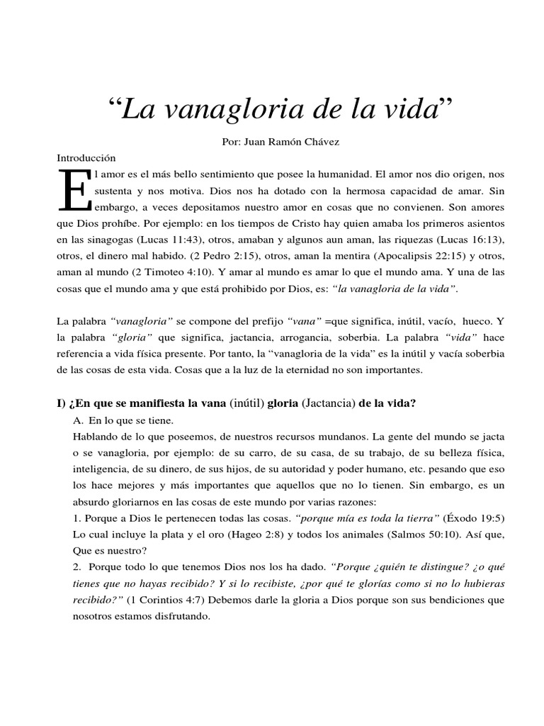 La Vana Gloria de La Vida | PDF | Cristo (título) | Amor