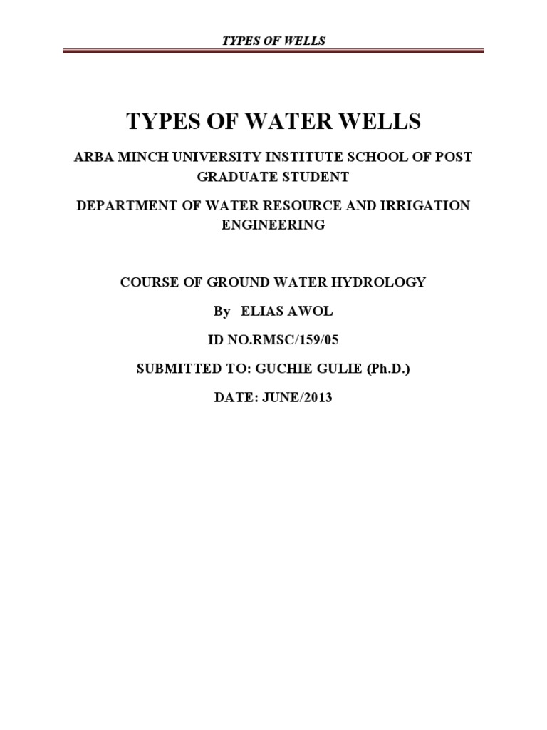 Types of Wells PDF | PDF | Drilling Rig | Aquifer