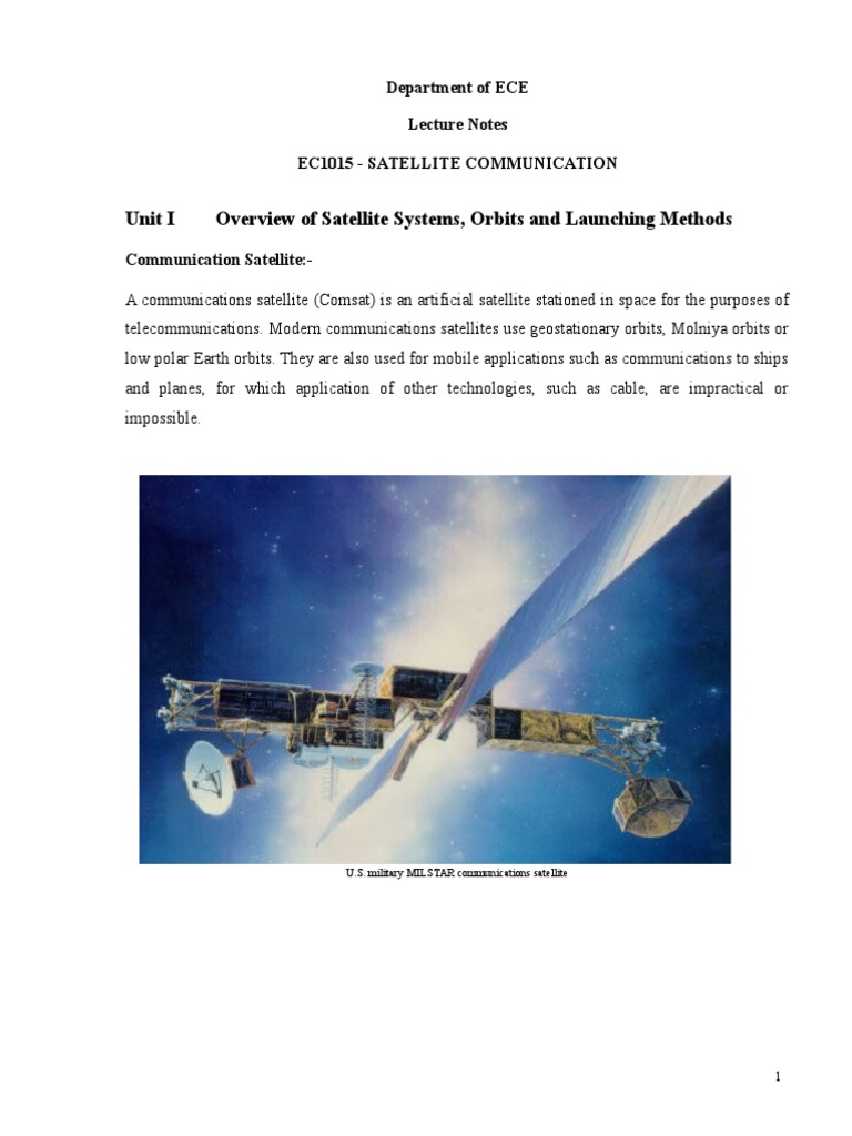 Satellite Communication Notes | Communications Satellite | Apsis