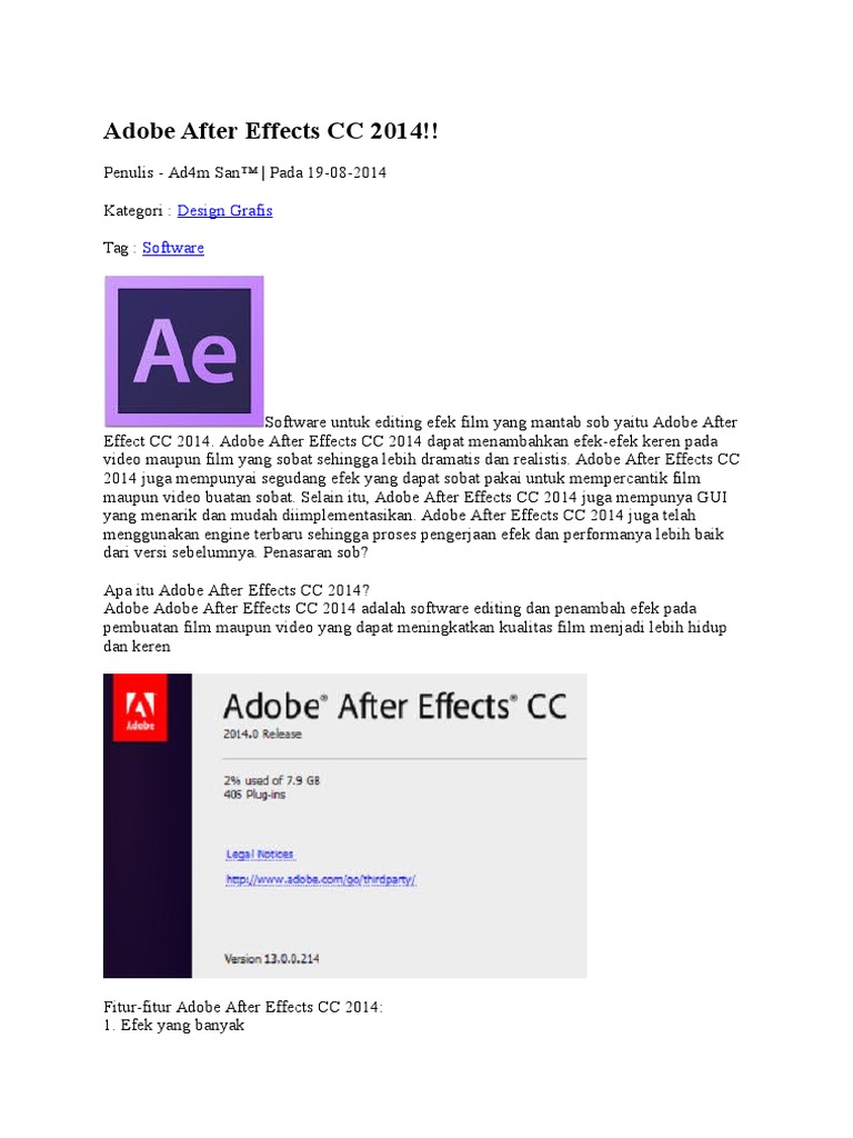 Adobe After Effects CC 2014 | PDF
