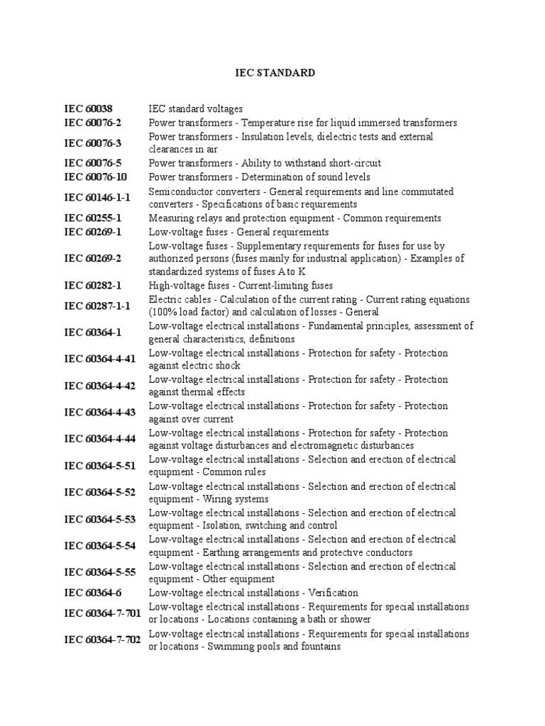Iec Standards | PDF | Fuse (Electrical) | High Voltage