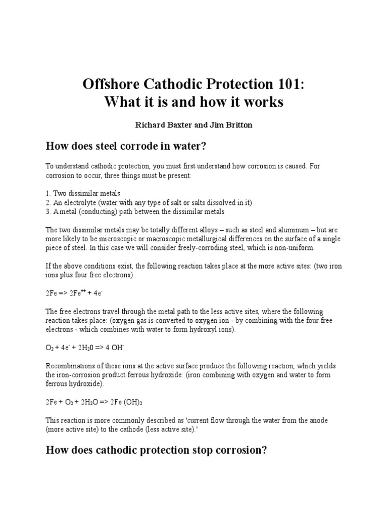 Offshore Cathodic Protection 101 | PDF