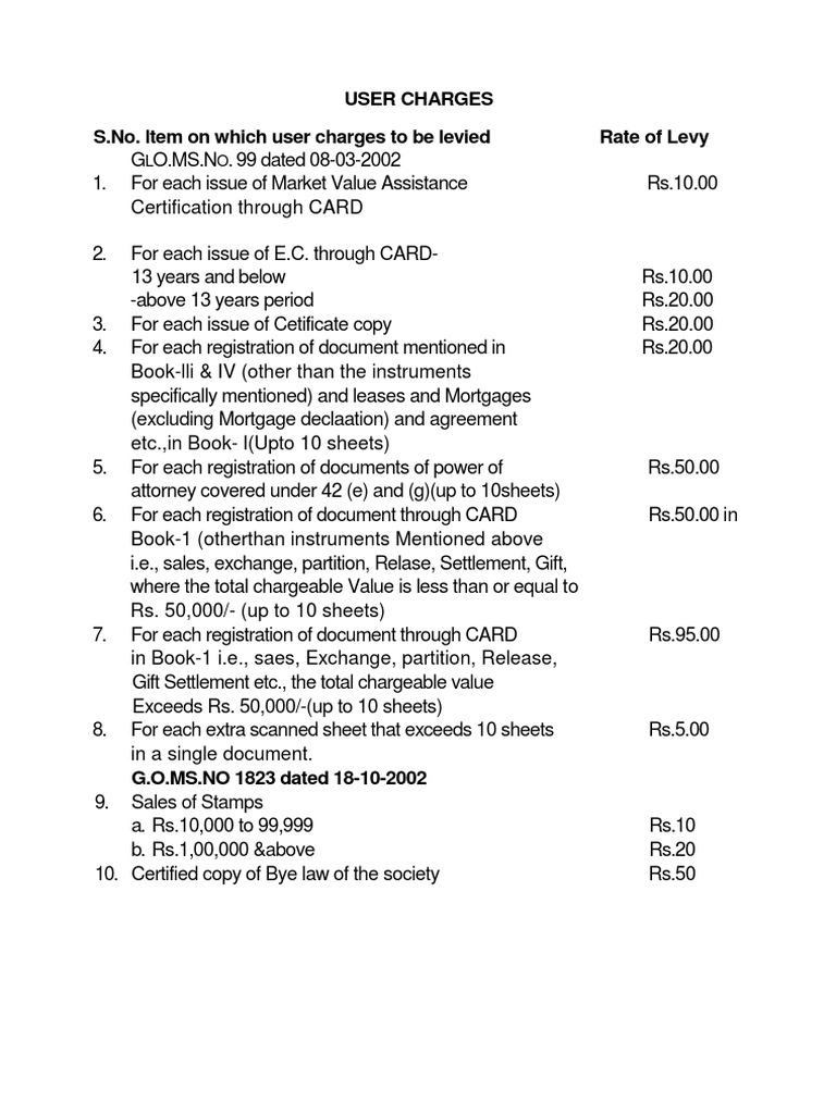 User Charges and Fee Structure | PDF | Business