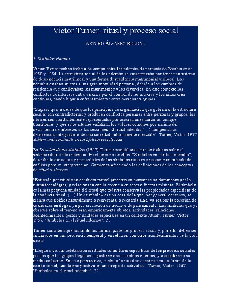 Álvarez-Victor Turner-Ritual y Proceso Social | PDF | Rituales | Los ...