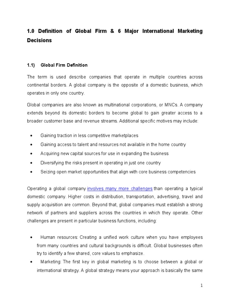Global Firm Definition | Exports | Business