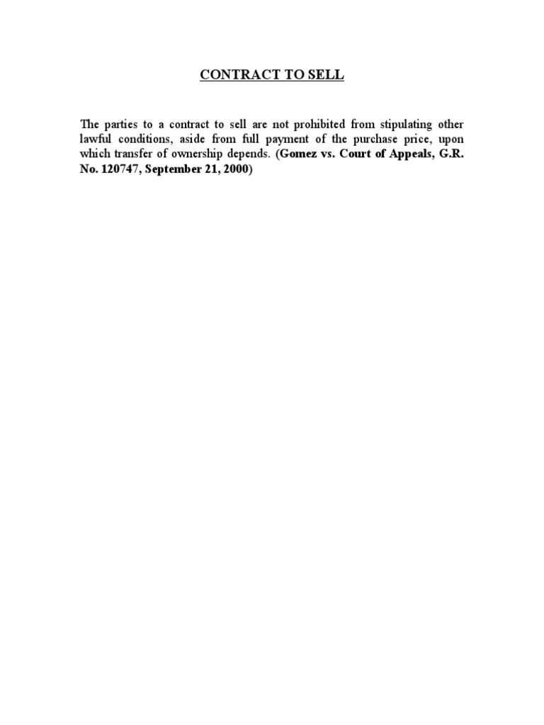 Contract To Sell: No. 120747, September 21, 2000) | PDF