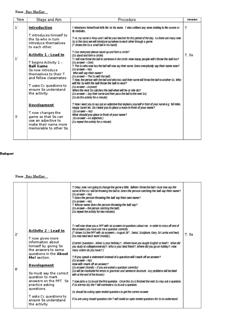 English Lesson Plan Procedure | PDF | Question | Cognitive Science