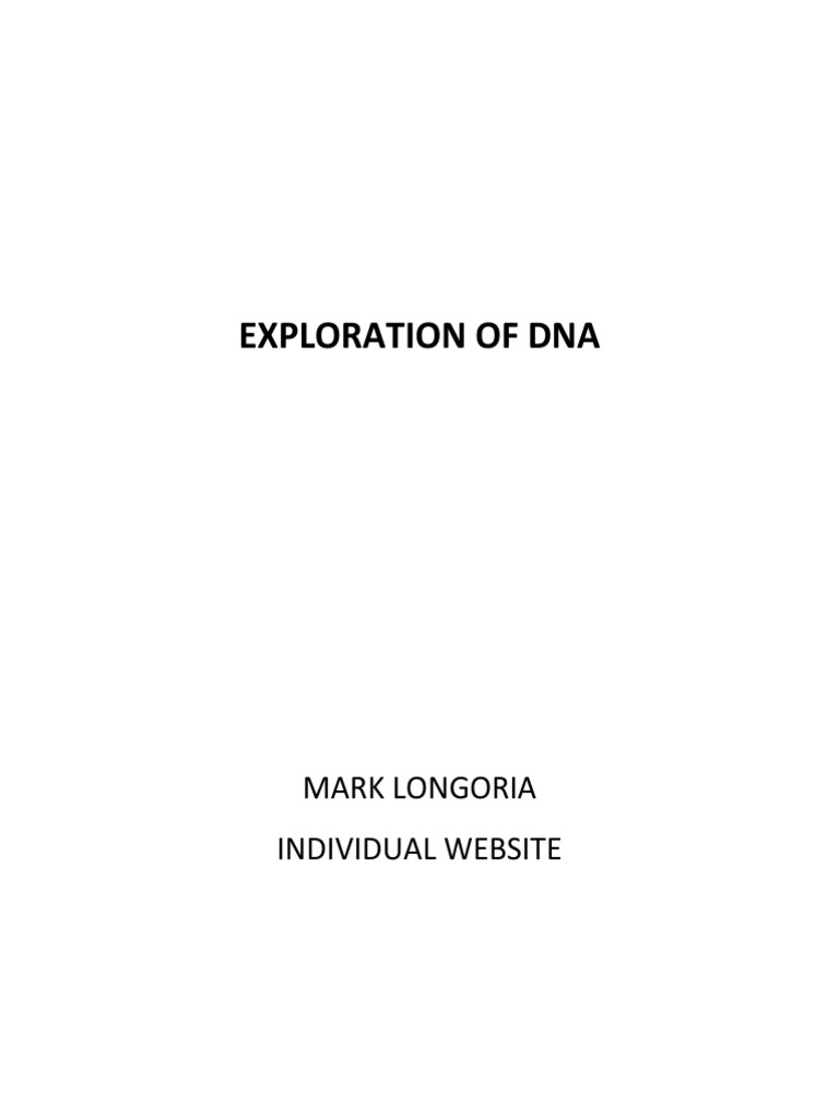 Exploration of Dna | PDF