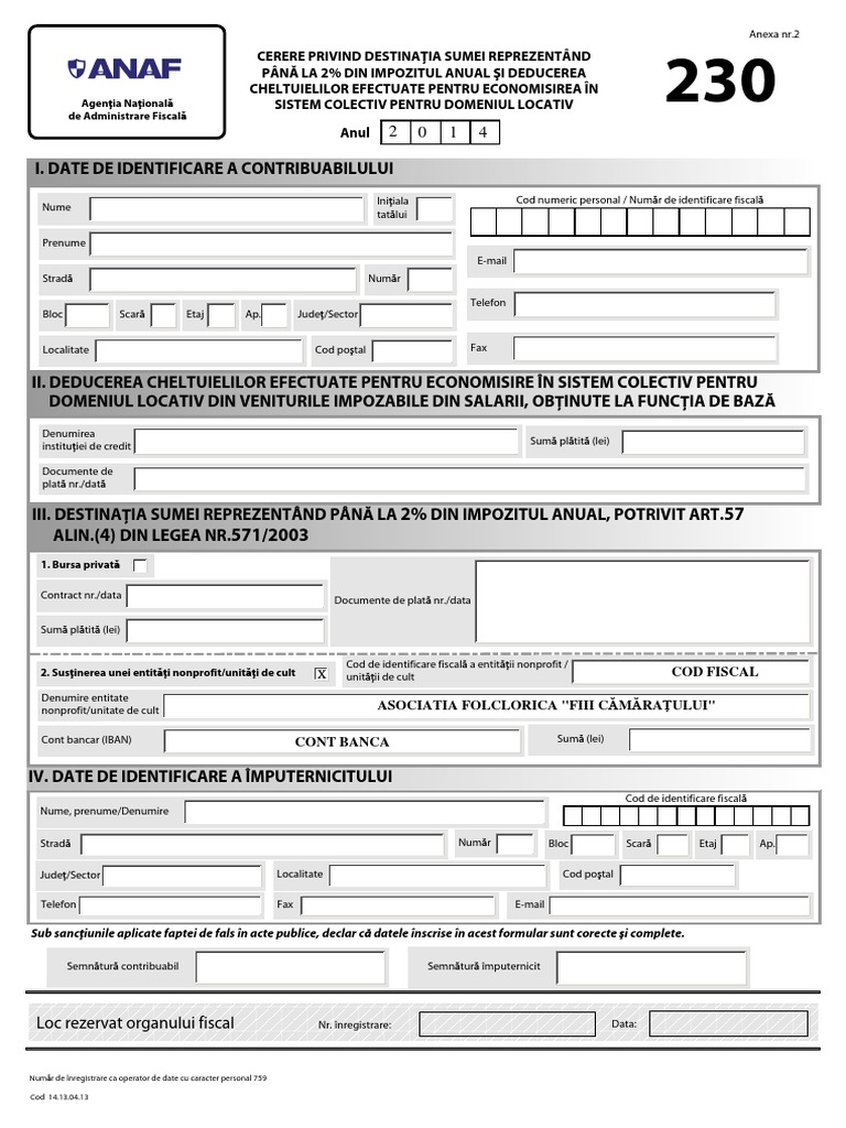 Formular 230 Editabil | PDF