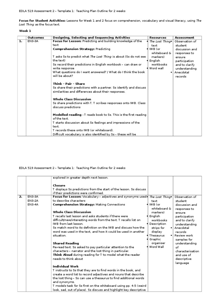 Teaching Plan for "The Lost Thing" | PDF | Reading Comprehension ...