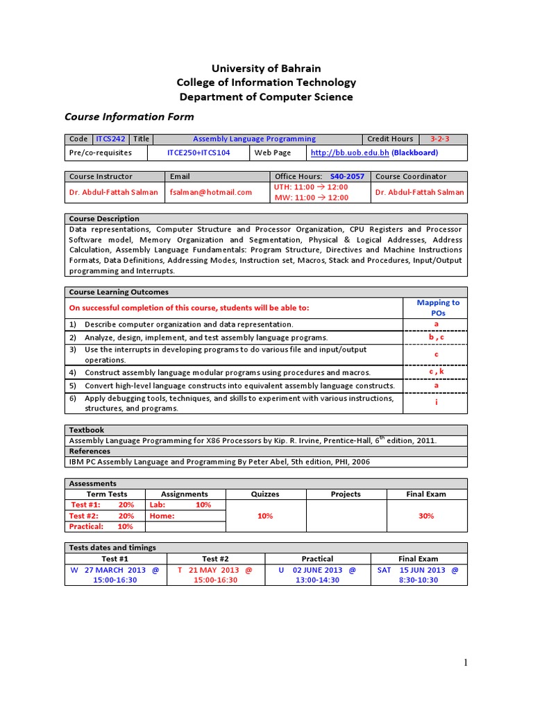 ITCS241 | PDF | Assembly Language | Subroutine