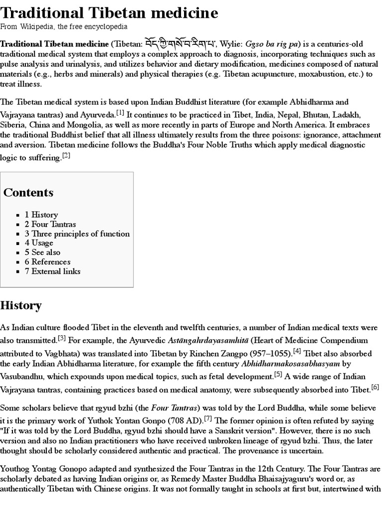 Traditional Tibetan Medicine - Wikipedia, The Free Encyclopedia | PDF ...