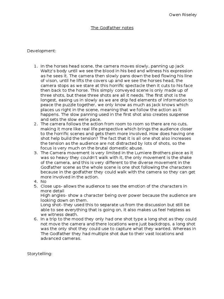 The Godfather Notes | PDF | Leisure