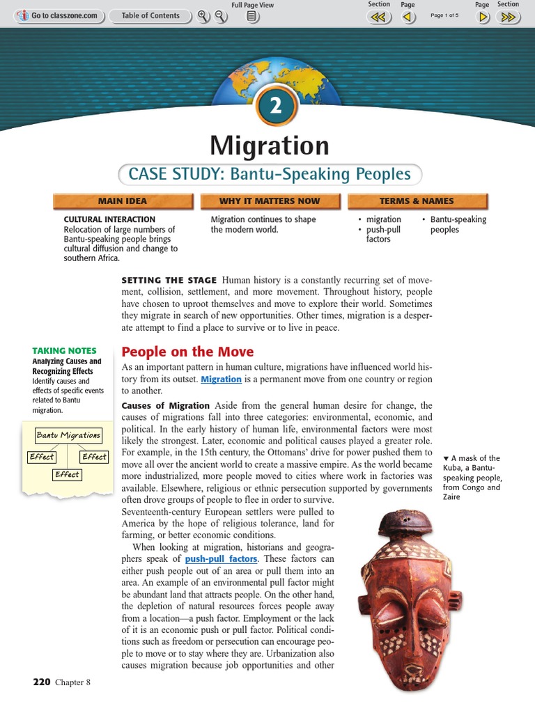 CH 8 Sec 2 - Migration PDF | PDF | Swahili Language | Africa