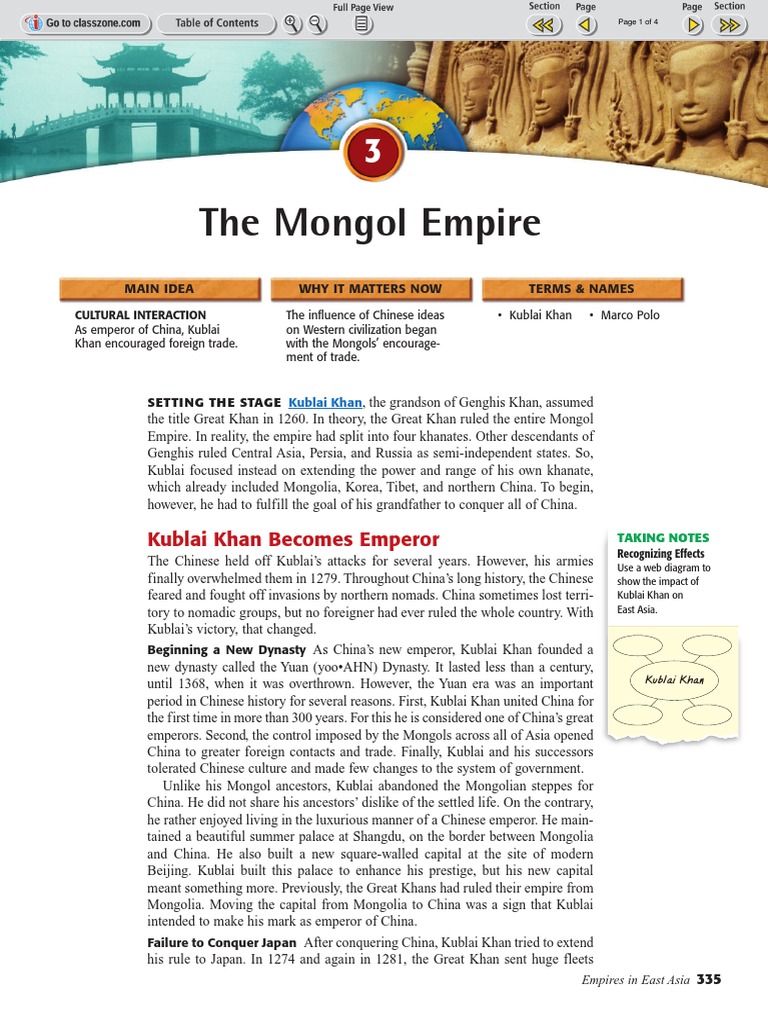 CH 12 Sec 3 - The Mongol Empire PDF | PDF | Marco Polo | Mongol Empire