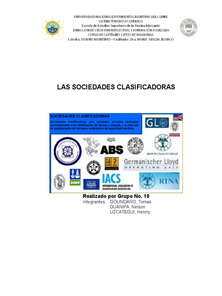 Las Sociedades Clasificadoras (SEGURO MARITIMO) | PDF | Estado ...