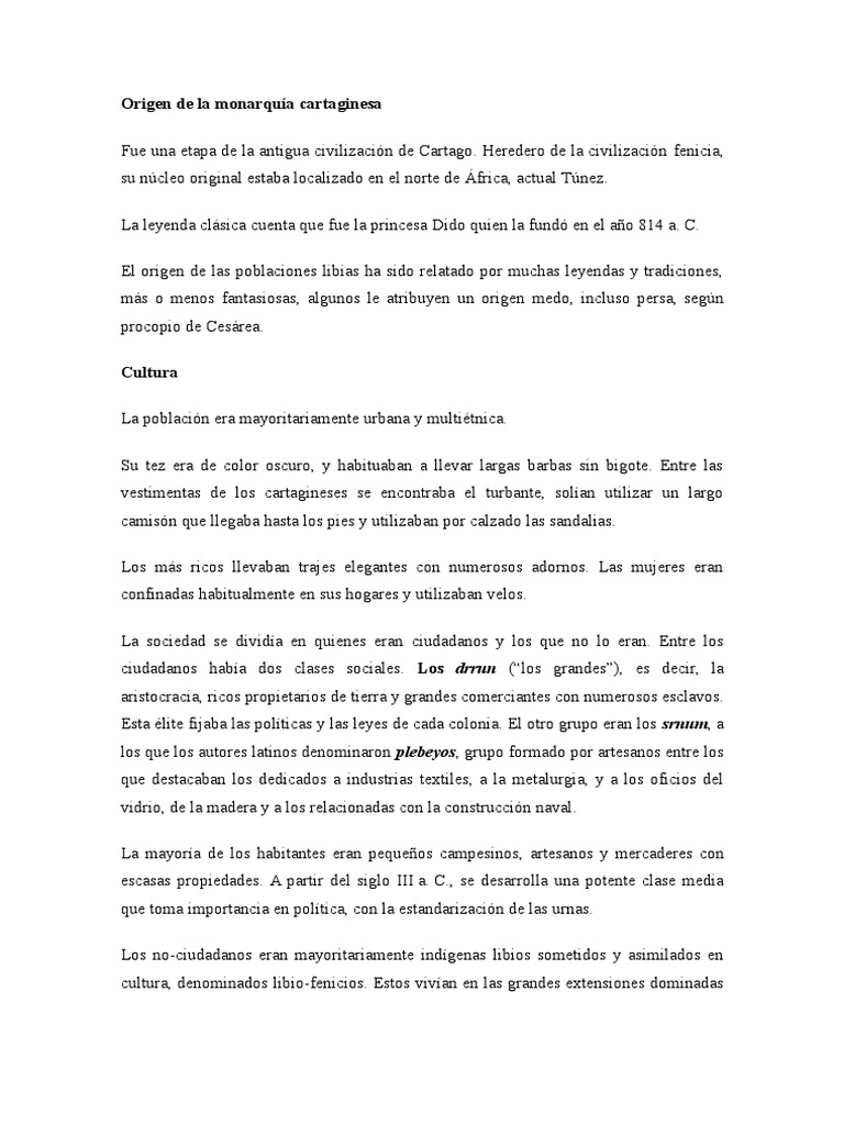 Cultura y sociedad de los cartagineses | PDF | Cartago antigua | Fenicia