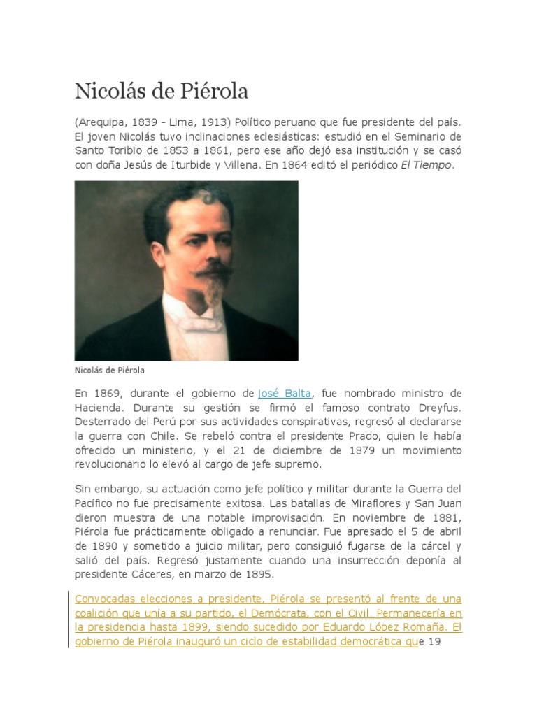 Nicolás de Piérola | PDF