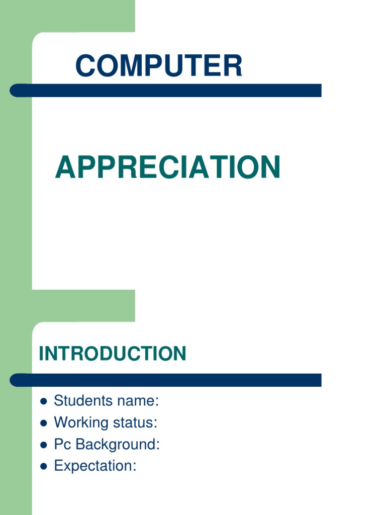 Computer Appreciation | PDF | Computer Data Storage | Computer Network