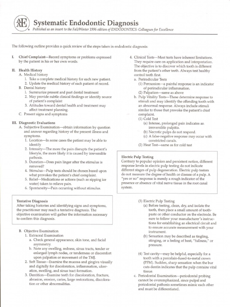 AAE Systematic Endo Diagnosis | PDF