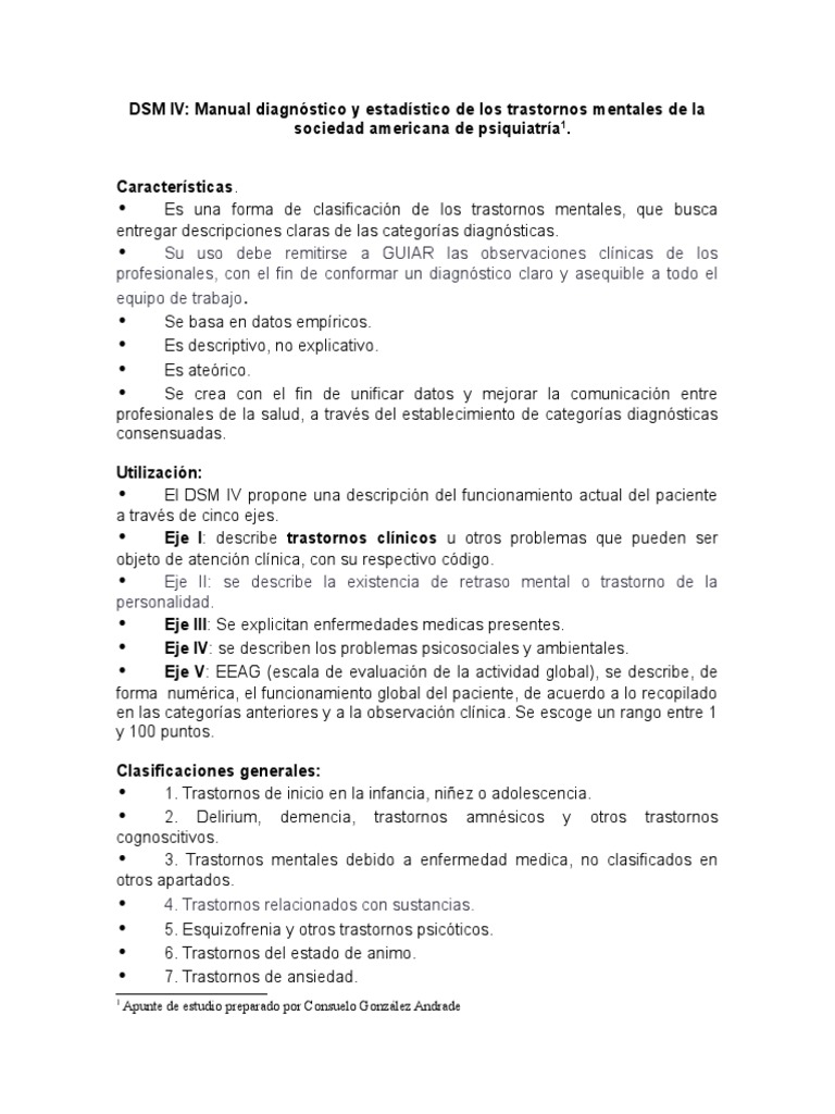 DSM Iv | PDF | Manual Diagnóstico y Estadístico de los Trastornos ...