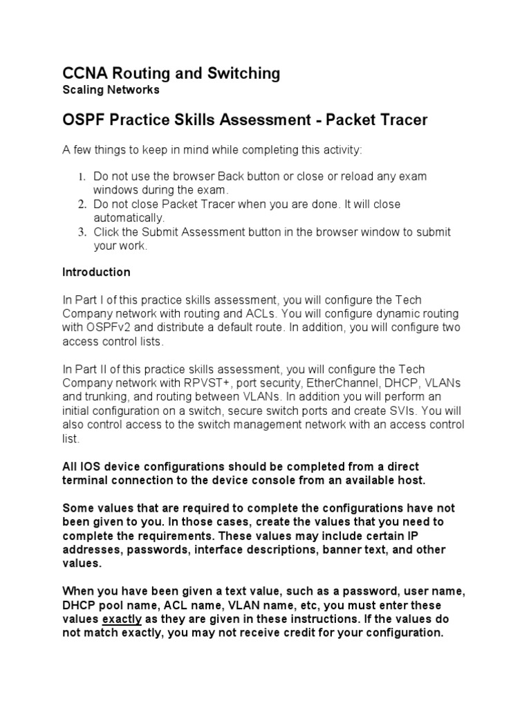 OSPF Practice Skills Assessment - Packet Tracer | PDF | Network Switch | Computer Network