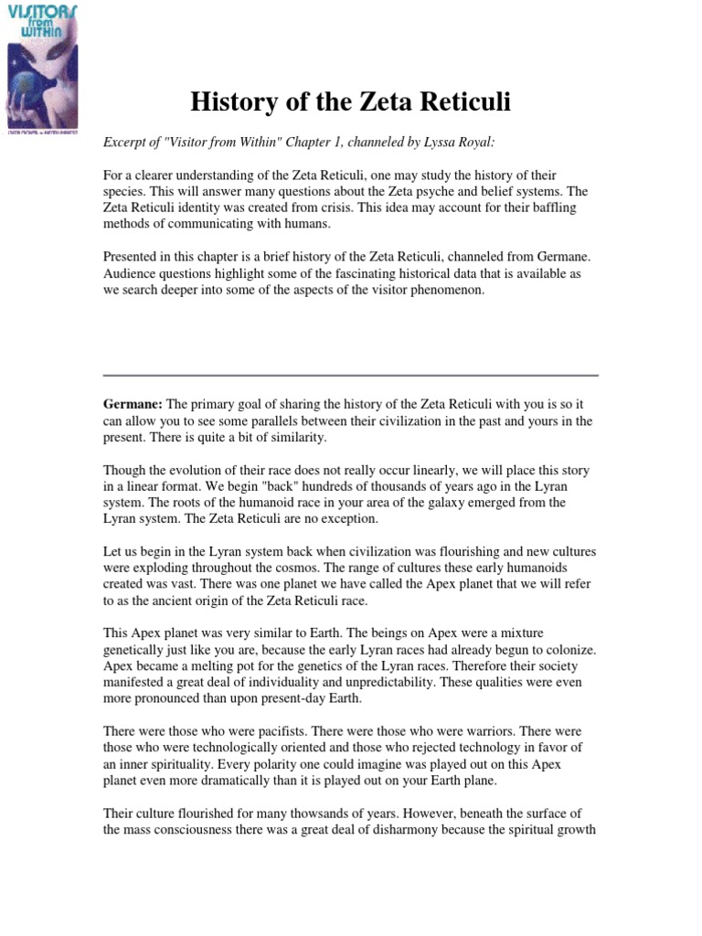 History of The Zeta Reticuli | PDF | Evolution | Earth