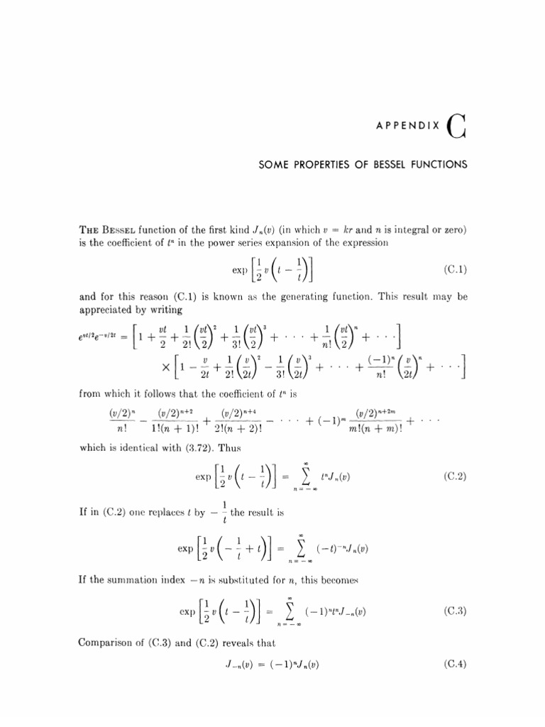 Appendix C Some Properties Of Bessel Functions Discrete Mathematics