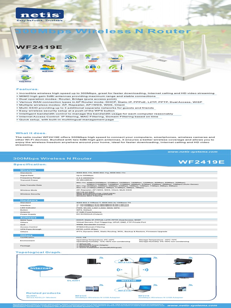 300Mbps Wireless N Router WF2419E | PDF | Wireless Lan | Ieee 802.11