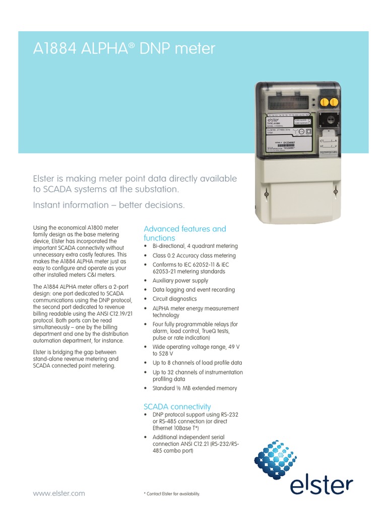 Elster A1884 Alpha DNP Meter | Scada | Electrical Engineering