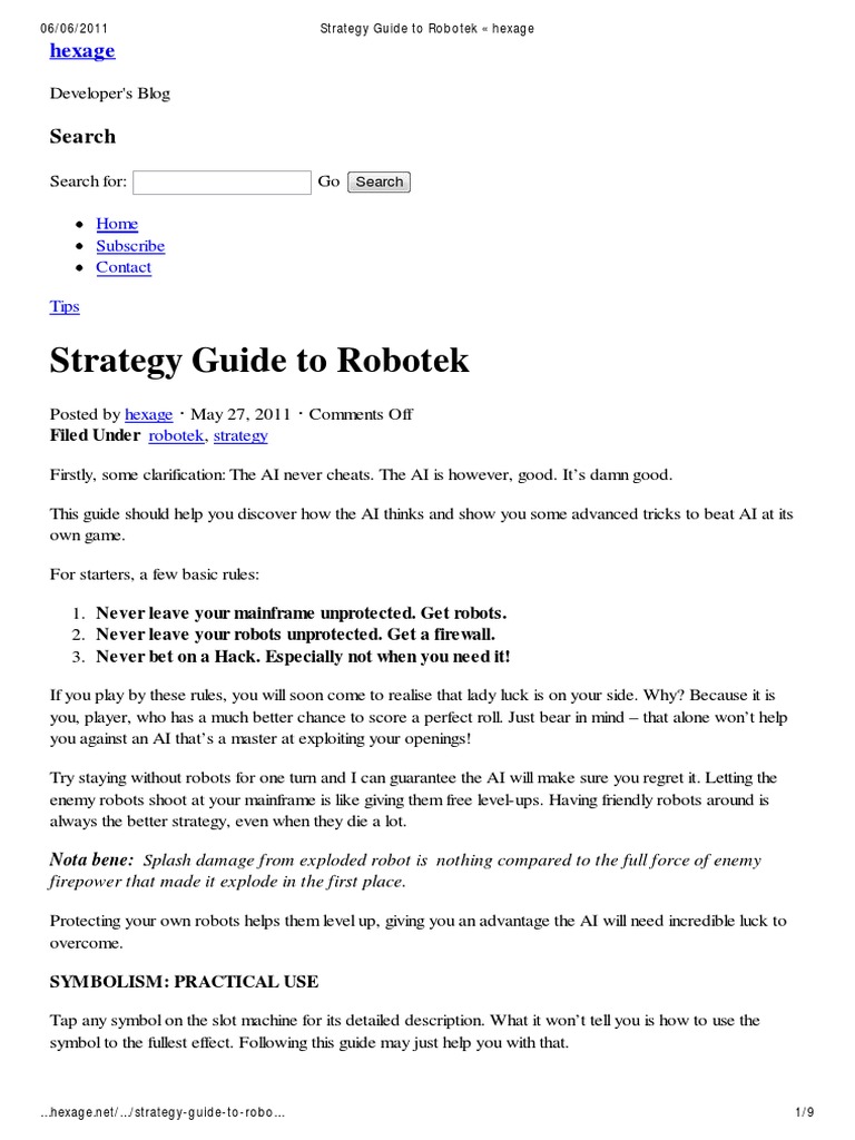 Strategy Guide To Robotek | PDF | Slot Machine | Artificial Intelligence