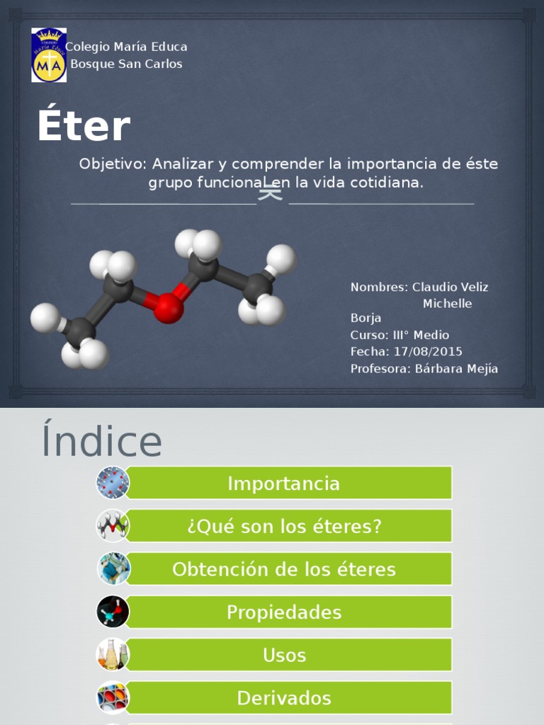 Éteres | PDF | Éter | Radical (Química)