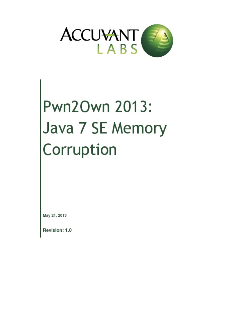 Pwn2own 2013 - Java 7 Se Memory Corruption | PDF | Java Virtual Machine | Pointer (Computer ...