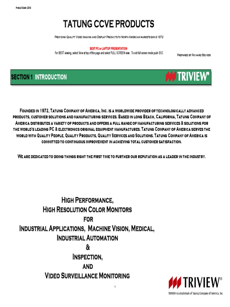 Tatung Guide 6-15-2010 Rev 1 PDF | PDF | Computer Monitor | Oled