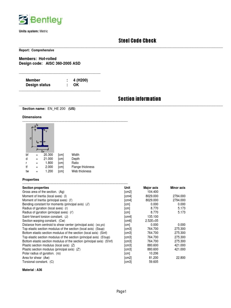 Steel Code Check: Members: Hot-Rolled Design Code: AISC 360-2005 ASD ...