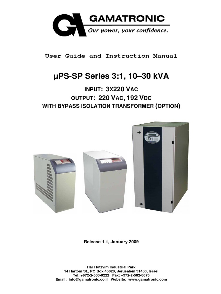 ΜPS-SP 10-30kVA 3-1 With Bypass Isolation Transformer (Option ...
