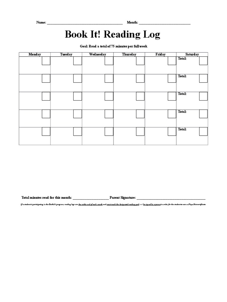 Book It! Reading Log Template | PDF