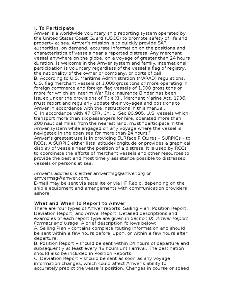 Amver | PDF | Water Transport | Transport