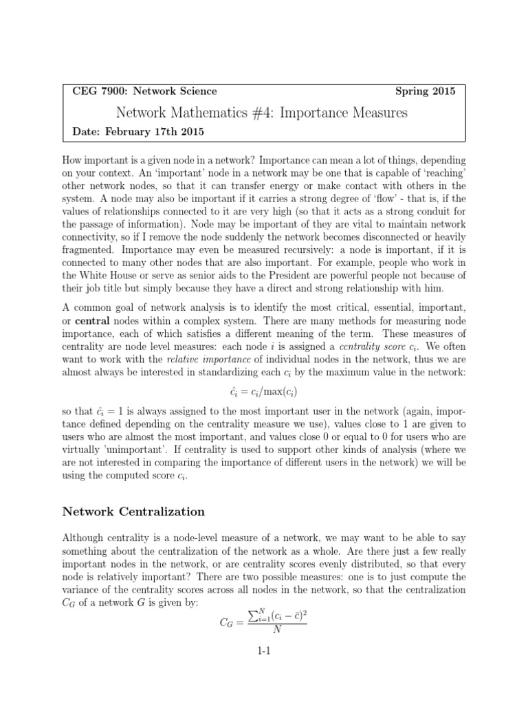 Network Mathematics #4: Importance Measures | Download Free PDF ...
