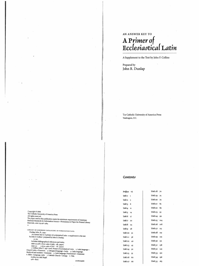 Primer Ecclesiastical Latin - Answers - Full Version | PDF
