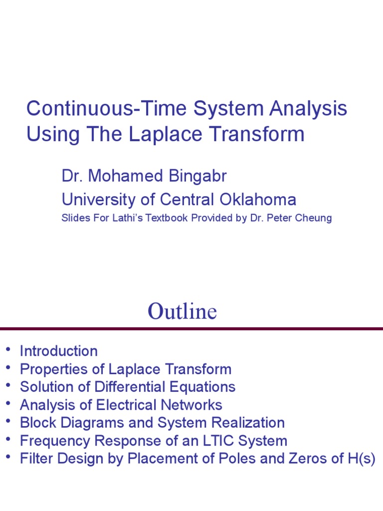 Ch4 - Continuous-Time System Analysis Using The Laplace Transform | PDF ... Ch4 - Continuous-Time System Analysis Using The Laplace Transform | PDF ...