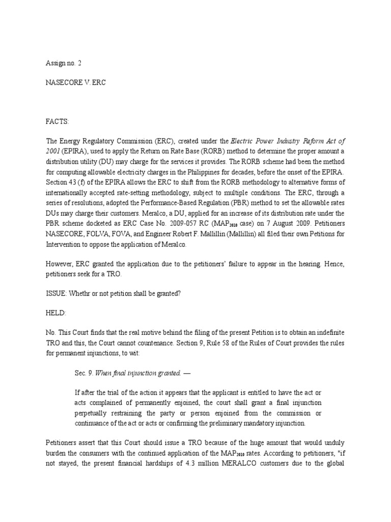Nasecore V Erc Case Digest | Download Free PDF | Injunction | Government