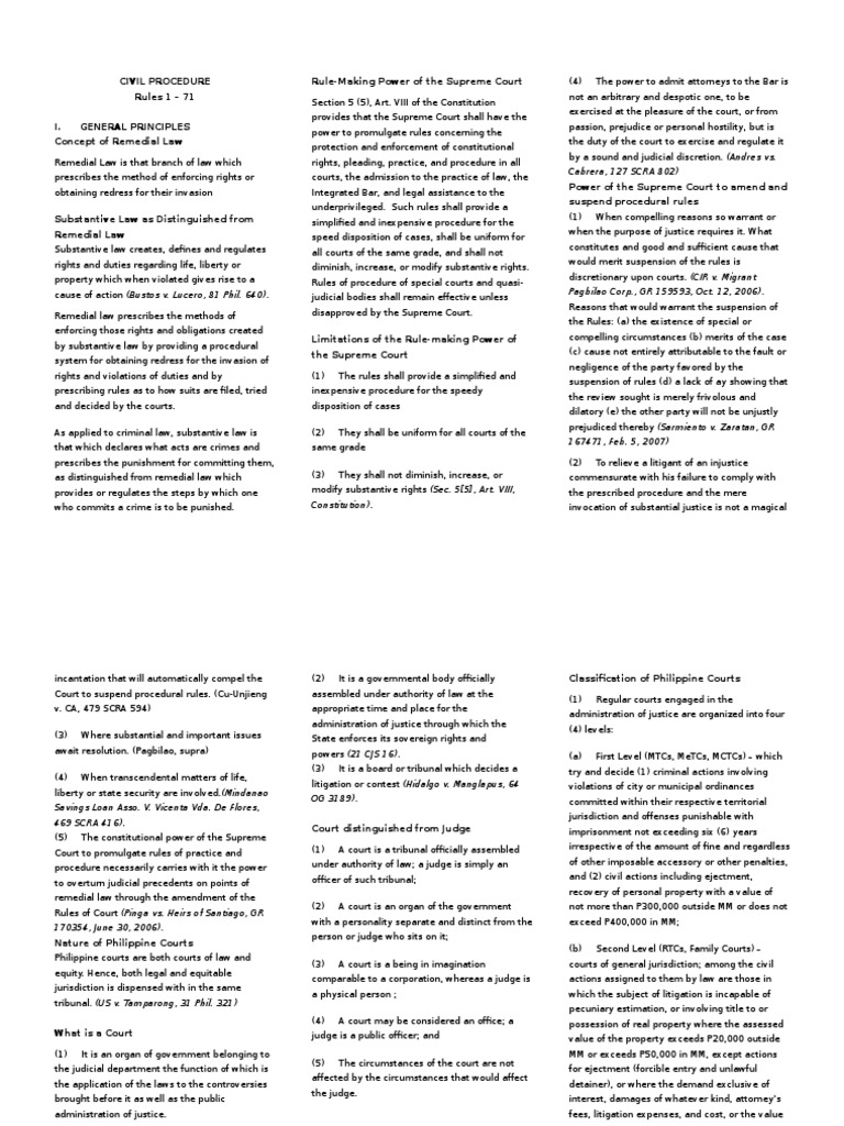 A Comprehensive Overview of Civil Procedure Rules and Philippine Court ...