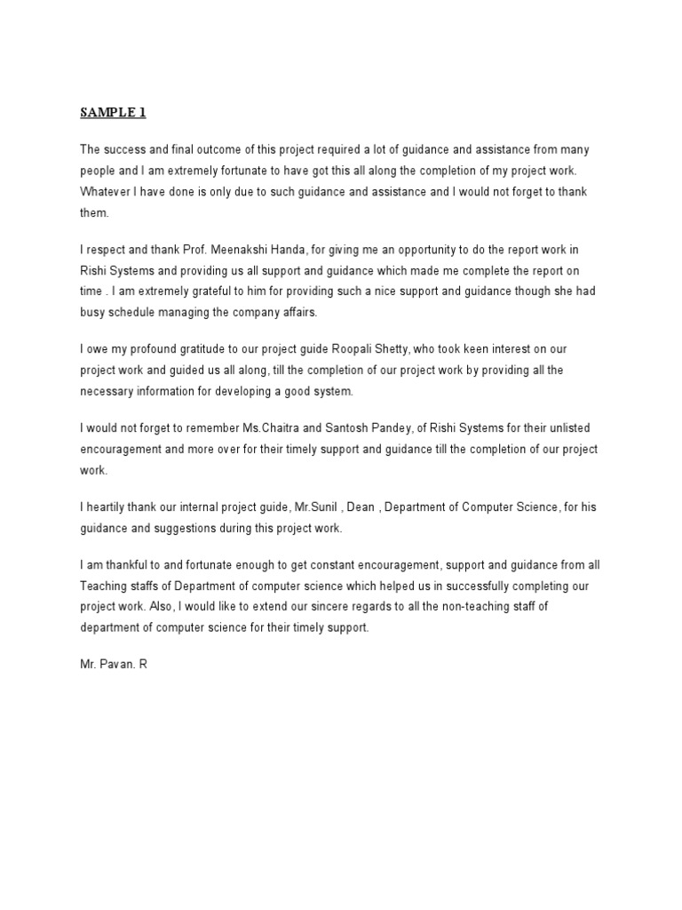 Acknowledgment Samples | PDF | Gratitude